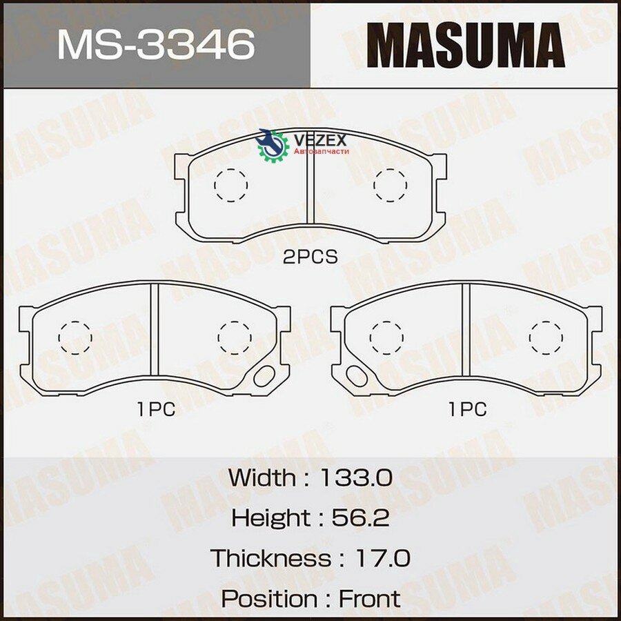 MASUMA MS-3346 колодки дисковые передние!\ Mitsubishi Canter 2.8-5.0 94>