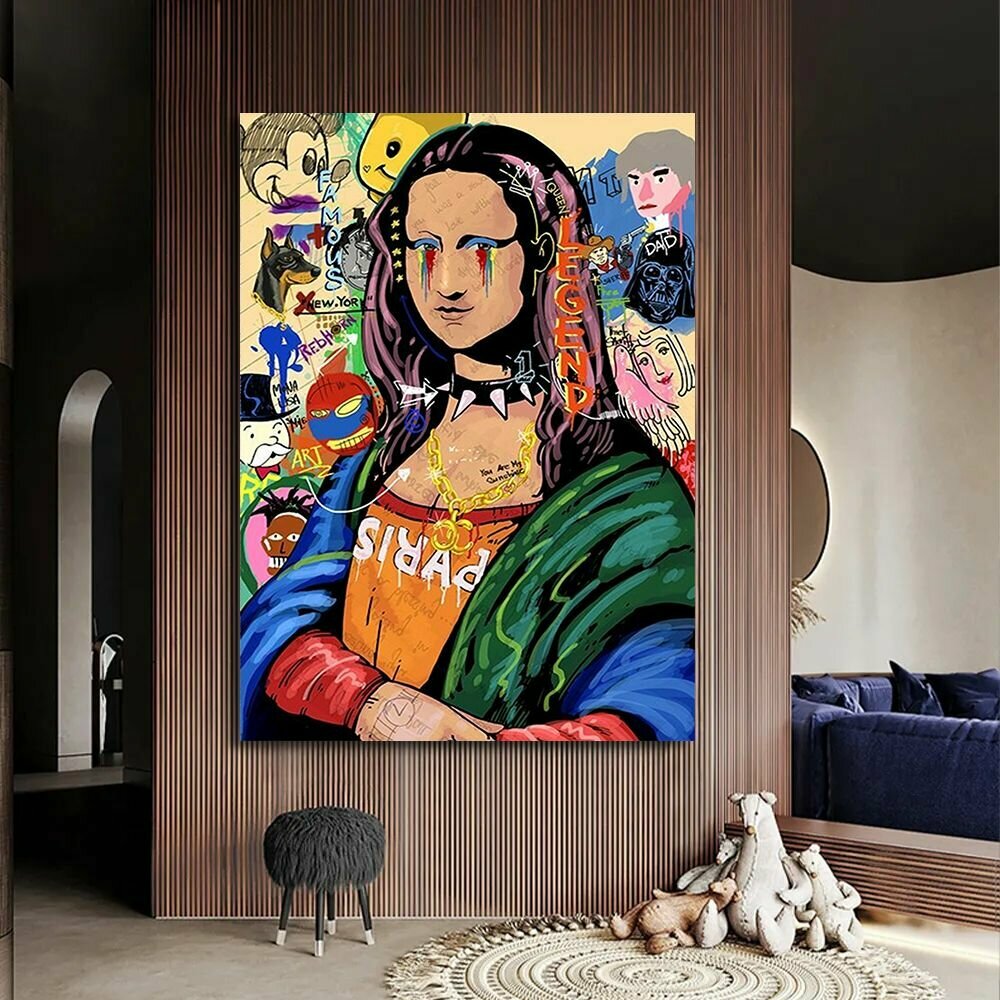 Картина граффити, Banksy, Бенкси, Мона Лиза, 20х30 см.
