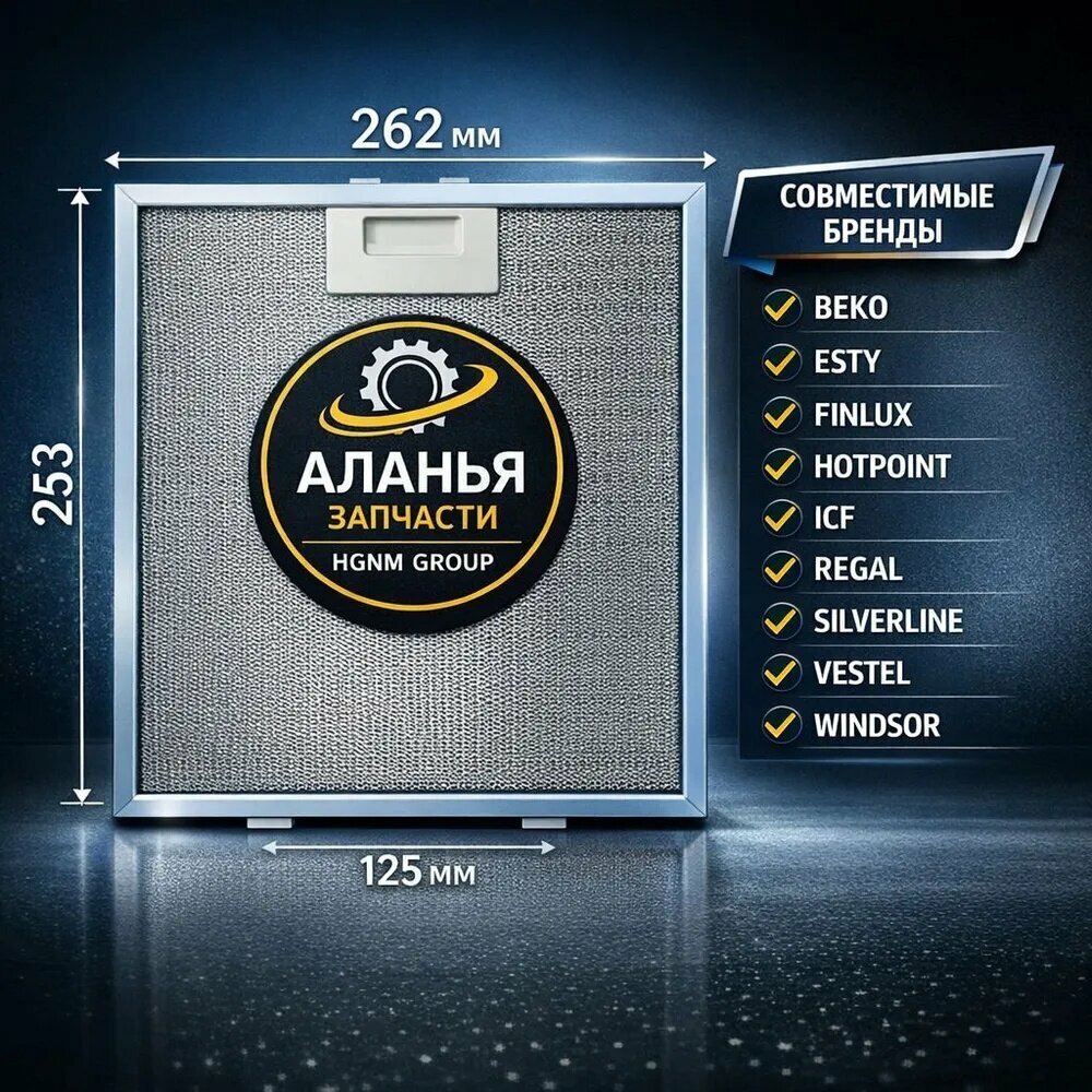 2 шт. 262x253мм Фильтры для вытяжки V47006100 HGNM Масляный фильтр аспиратора ADP 61420 B, HE 60. S X/HA, 26,2x25,3см