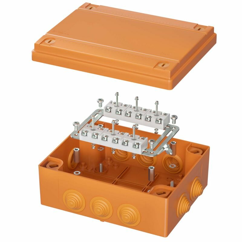 Коробка FS 240х190х90мм IP55 12п 450В 32А 10кв. мм с кабельными вводами и клеммниками пластик. DKC FSK411210