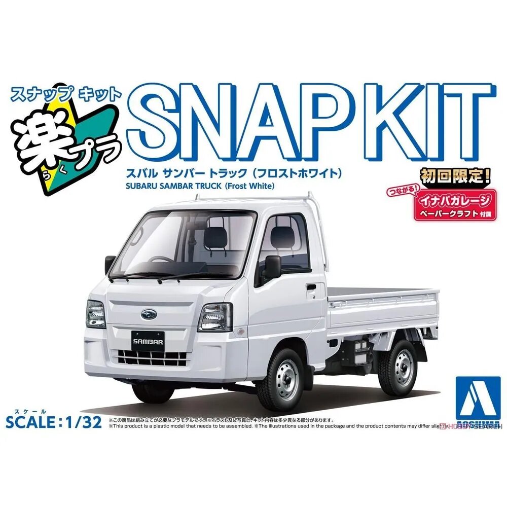 Сборная модель Машинка Aoshima-06577/8/9 1/32 SNAP KIT Subaru SAMBAR Truck Adhesive free pre color separation car model kit