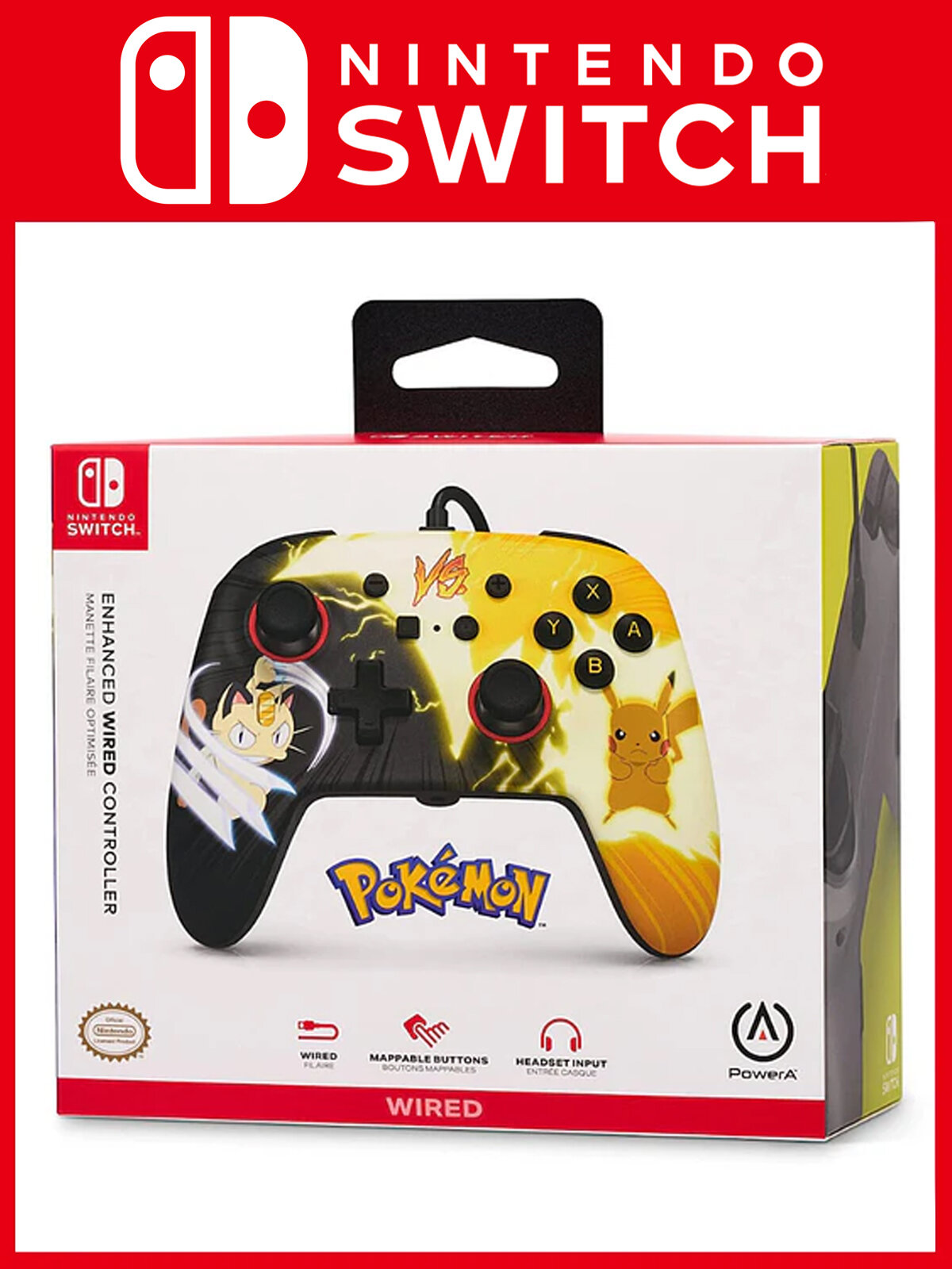 Геймпад (Контроллер) проводной PowerA "Pokemon Pikachu vs. Meowth" для Nintendo Switch