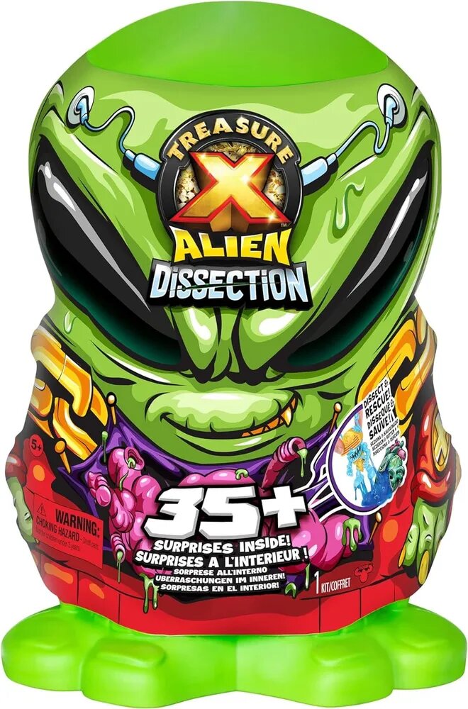 Вскрытие TREASURE X Mega Alien с 35 сюрпризами внутри Препарируйте 12-дюймового инопланетянина
