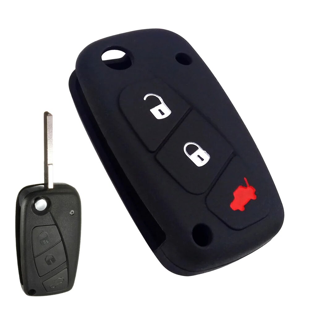Силиконовая крышка для ключа Black, 3 кнопки, FIAT
