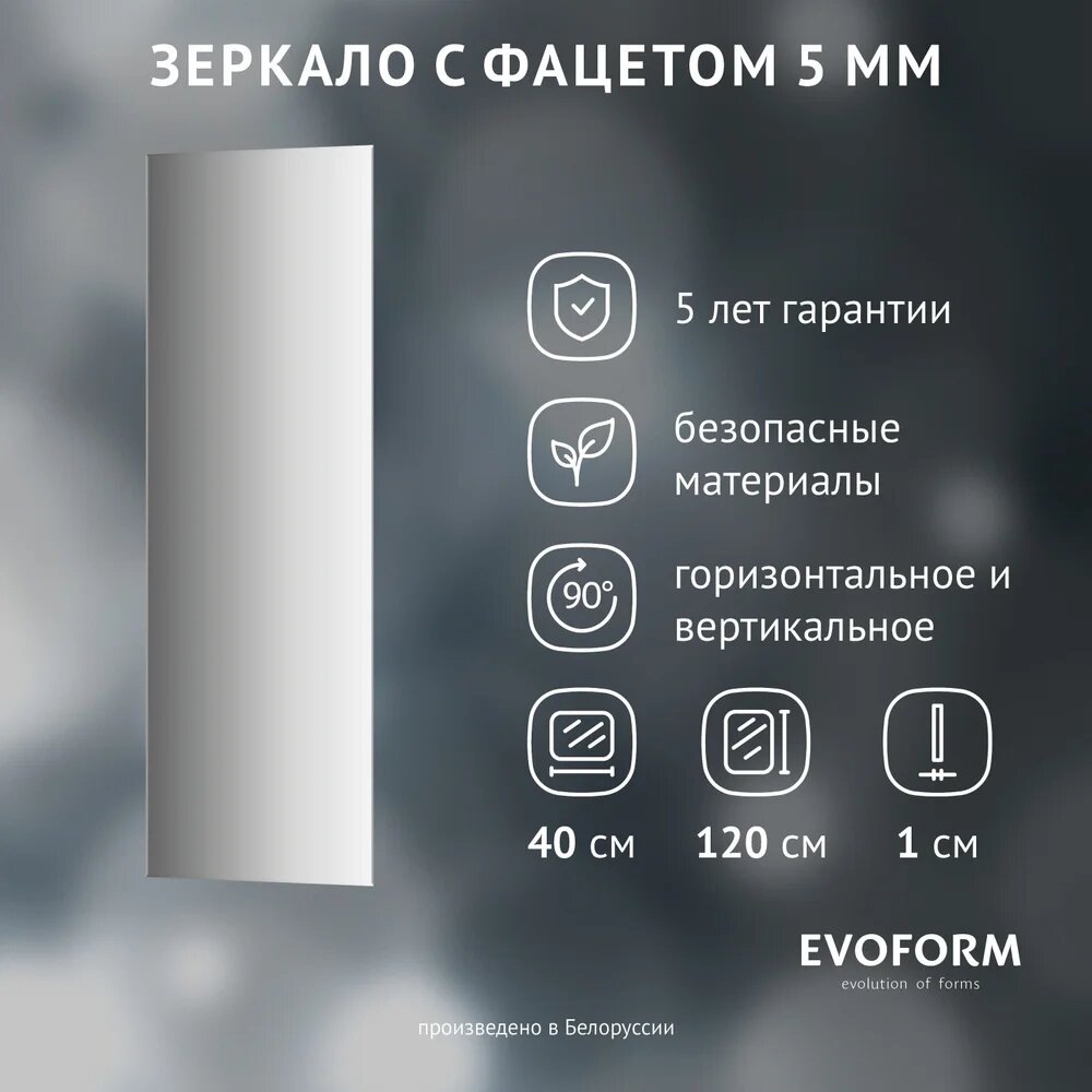 Зеркало Evoform Standard BY 0238 40x120 40 см, зеркало настенное в ванную