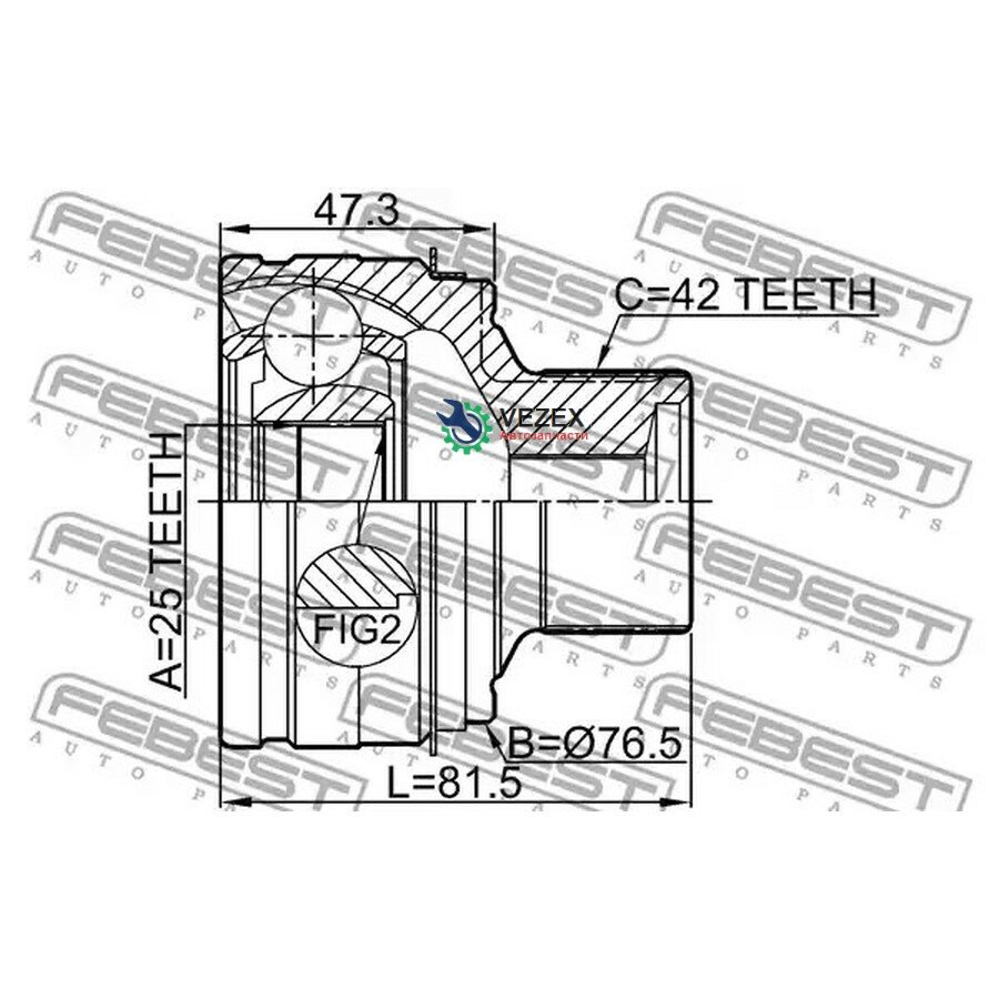 FEBEST 1710-A4 ШРУС наружный 25X76.5X42 AUDI A4 AVANT (8K5) 2008-2015 1710-A4