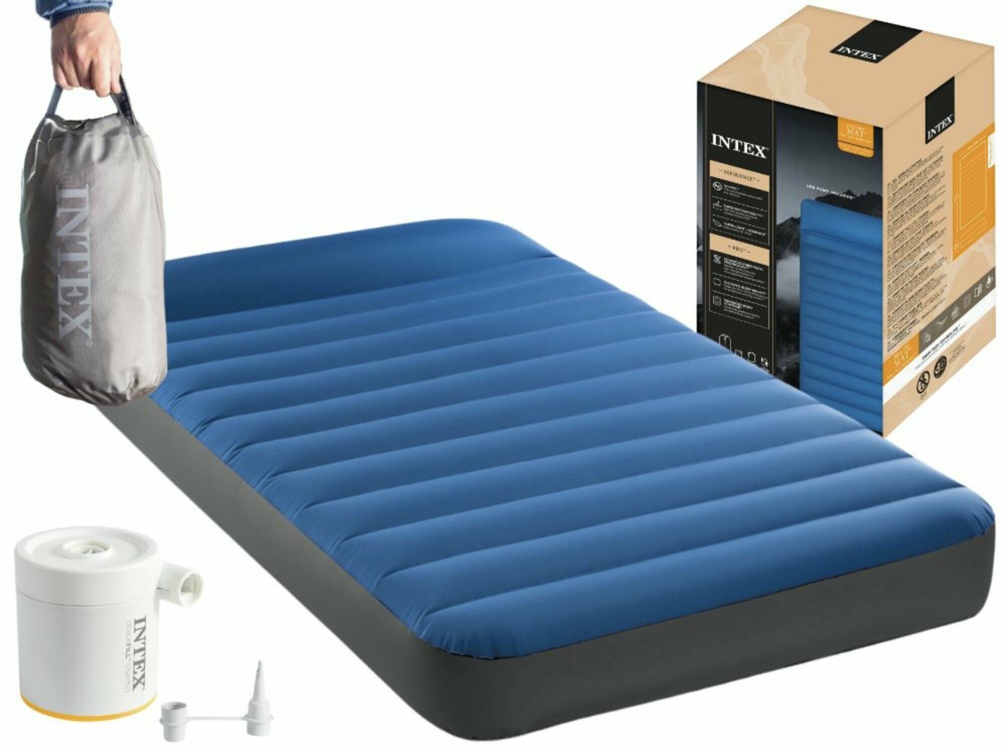 Надувной матрас Intex Truaire Outdoor Camping 64013 152х203х22 см с USB насосом