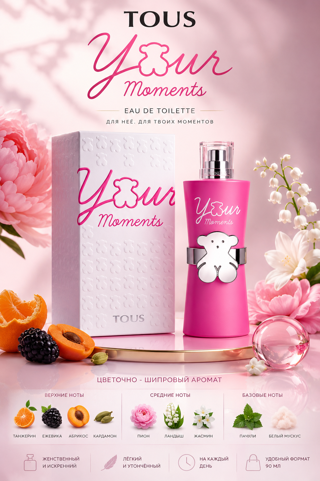 Tous Your Moments женская туалетная вода 90 мл цветочные шипровые