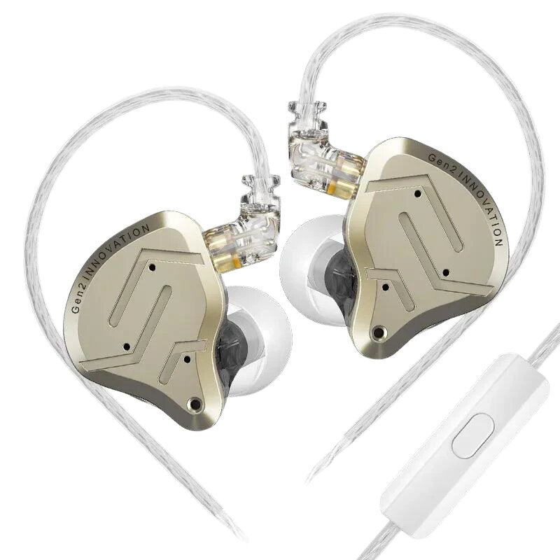 Проводные наушники KZ ZSN Pro 2 Golden, с микрофоном, гибридные IEM