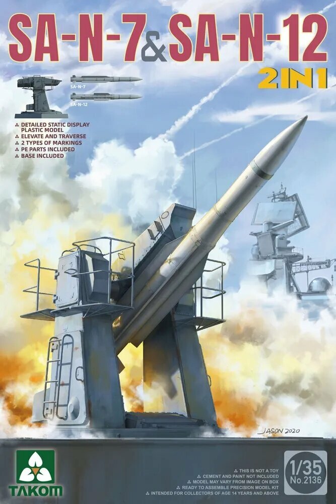 TAKOM 2136 1:35 SA-N-7&SA-N-12 2IN1 BASE INC Модель сборки Ракеты противовоздушной обороны ВМФ России
