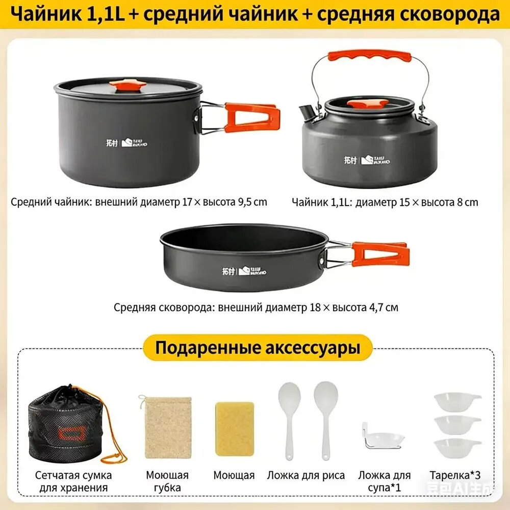 Походная посуда Alocs для походов на открытом воздухе и пикников