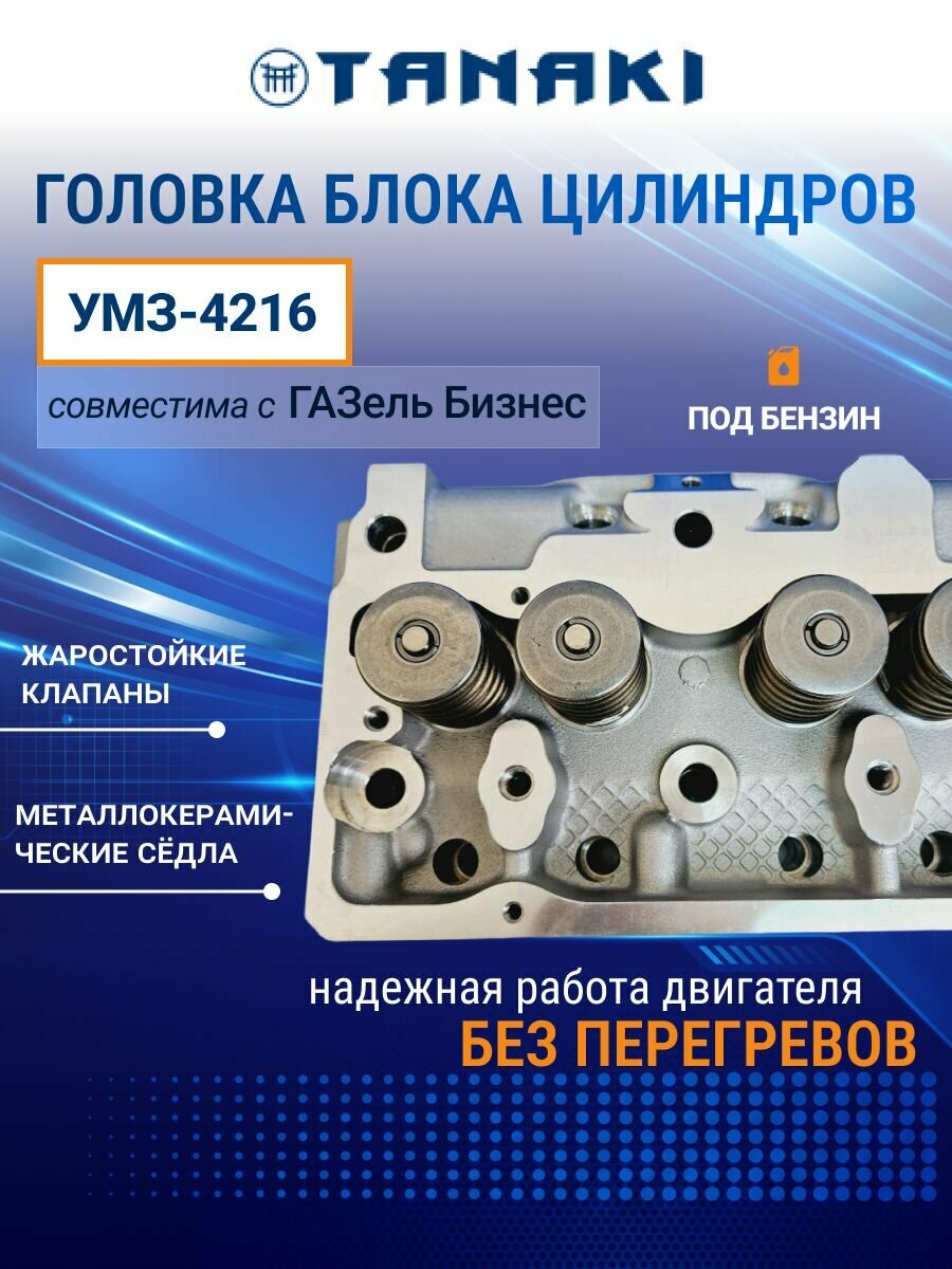 Головка цилиндров для а/м дв. УМЗ 4216 для а/м Газель Бизнес, Соболь Бизнес бензин (Танаки), арт. TKG-1003010-67