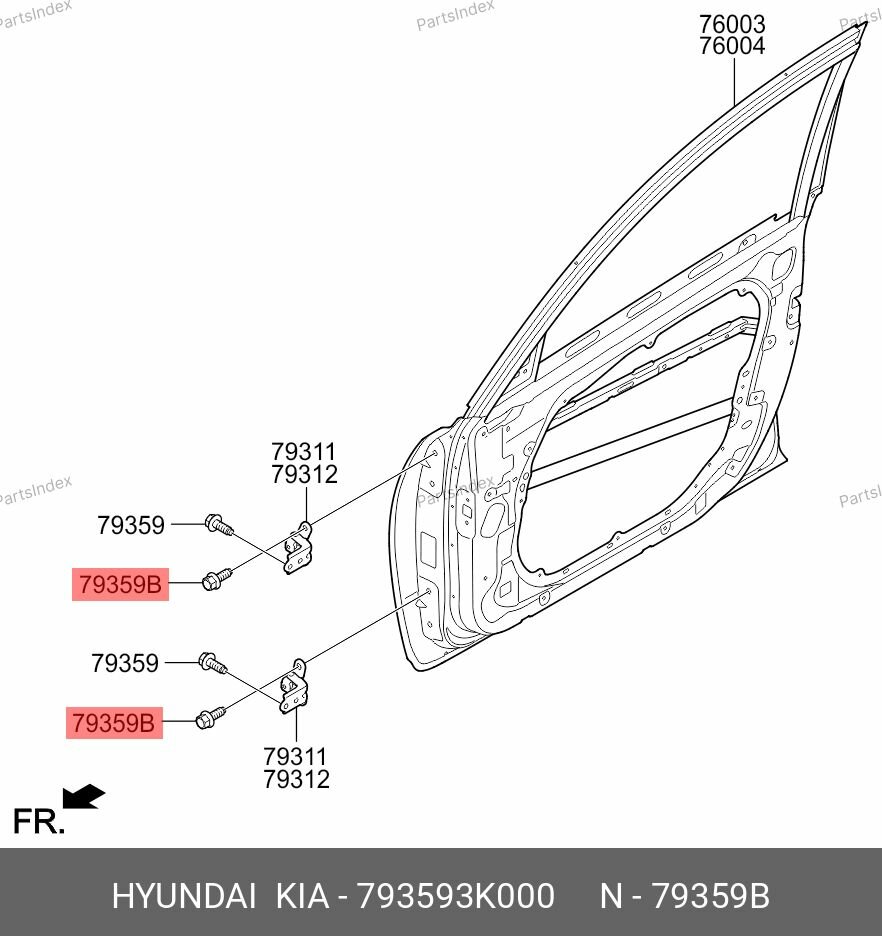 Бoлт автомобильный М6, HYUNDAI/KIA/MOBIS 793593K000