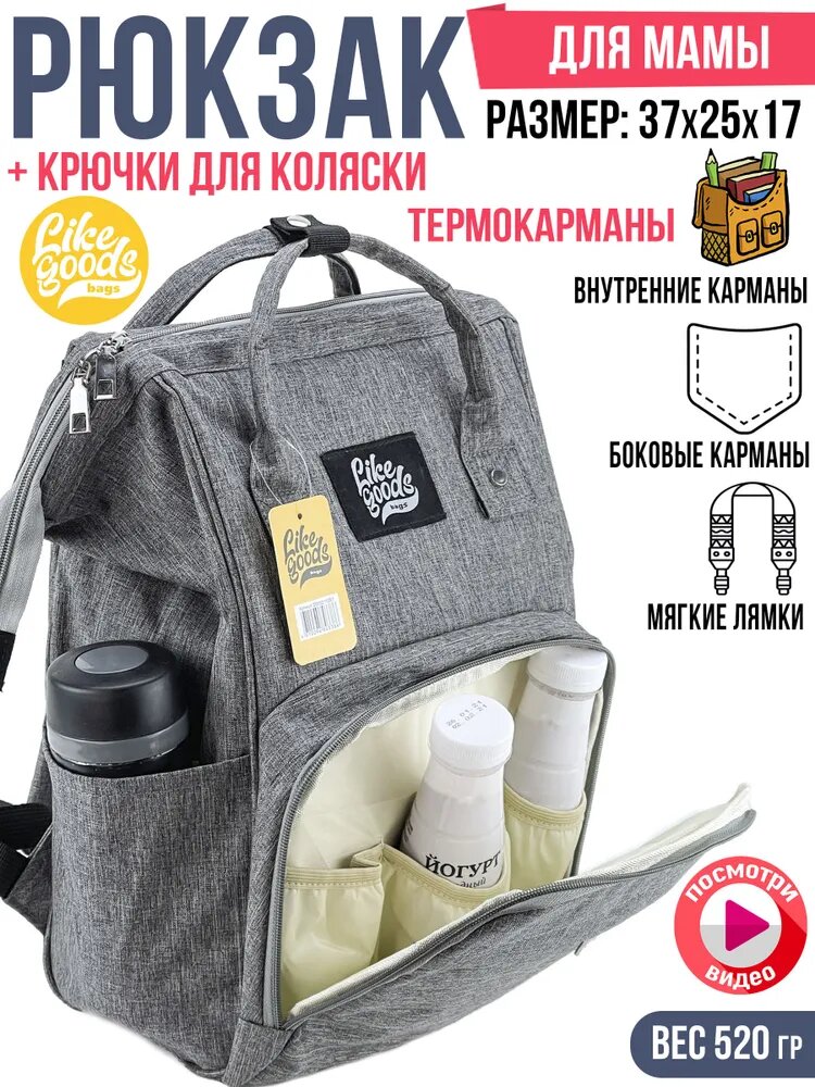 Сумка, Рюкзак Женский для Мамы или Девочки, Школьный, m30, Черный, Серый