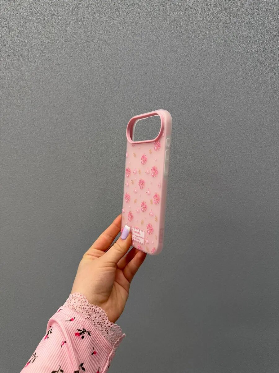 Чехол для iPhone 17 Air "Розовые цветочки", усиленные углы, поддержка беспроводной зарядки — фото 1