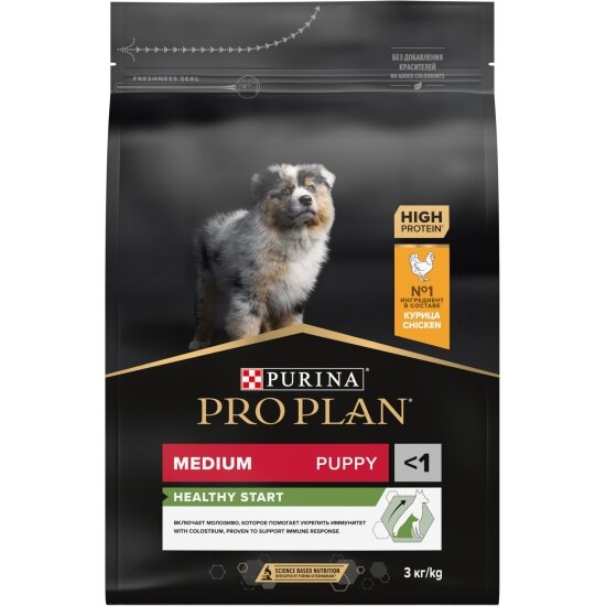 Сухой корм для щенков для средних пород Pro Plan Medium Puppy Healthy Start с курицей 3 кг