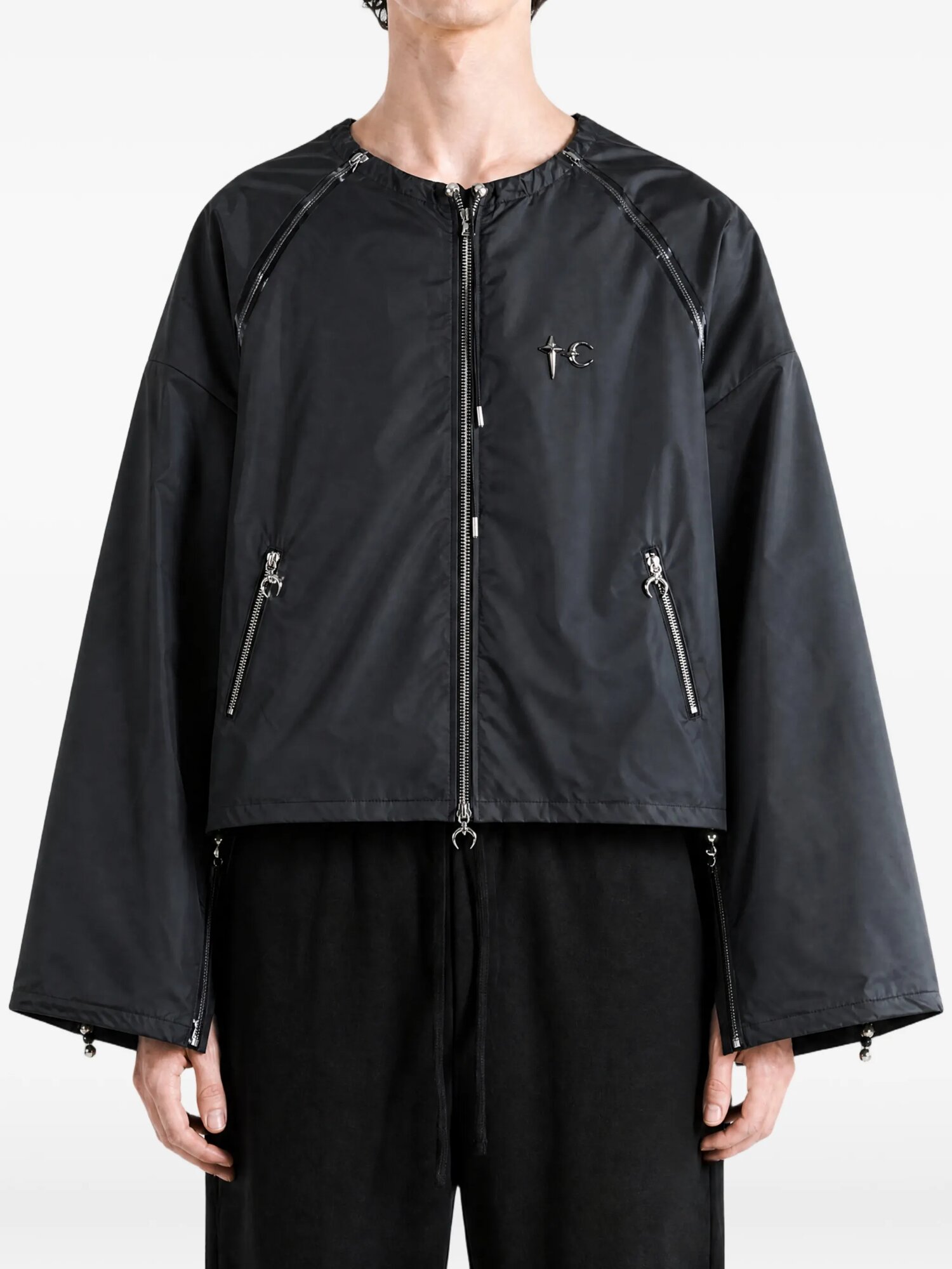 Куртка THUG CLUB Logo-detail zip-up jacket, размер 52, black/black — фото 1