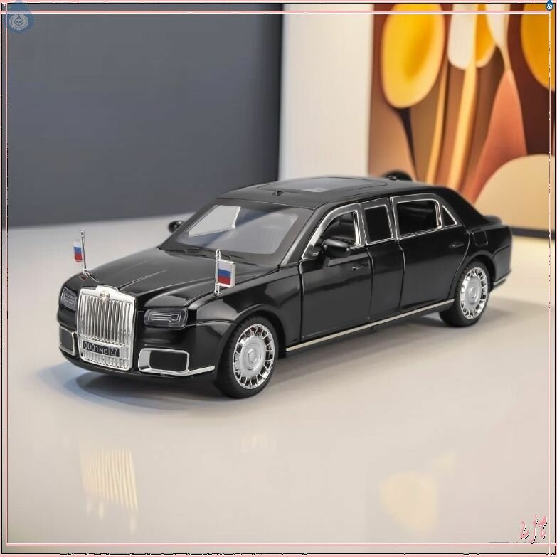 Металлическая инерционная модель Aurus Senat 1:24, оснащенная светом и звуком, премиум