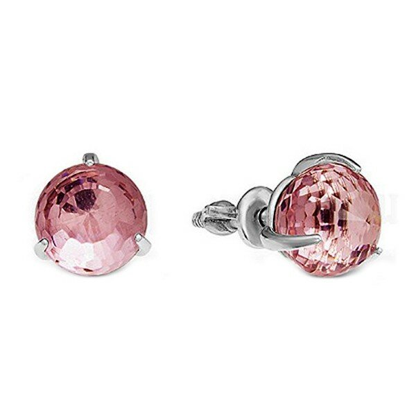 Серьги пусеты, серебро, 925 проба, родирование, кристалл