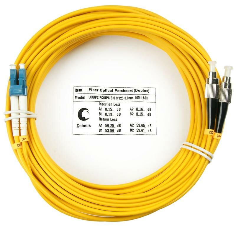Шнур оптический FOP(d)-9-LC-FC-10m duplex LC-FC 9/125см 10м LSZH Cabeus 7509c