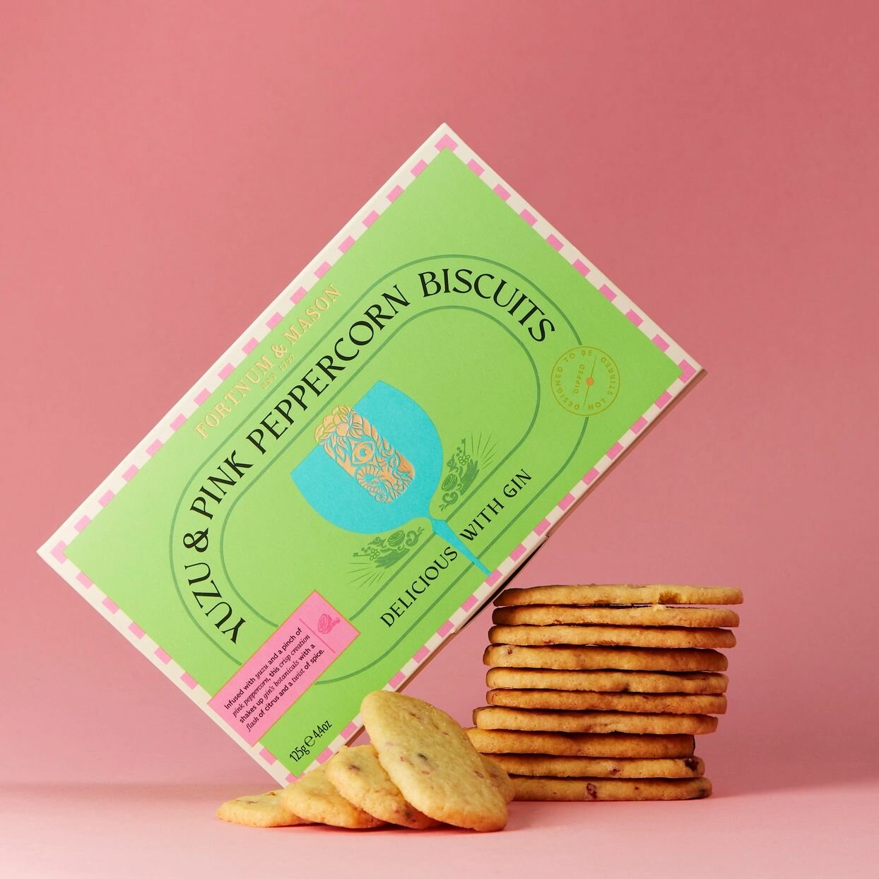 Fortnum&Mason Печенье с юдзу и розовым перцем Yuzu & Pink Peppercorn Biscuits, 125 г