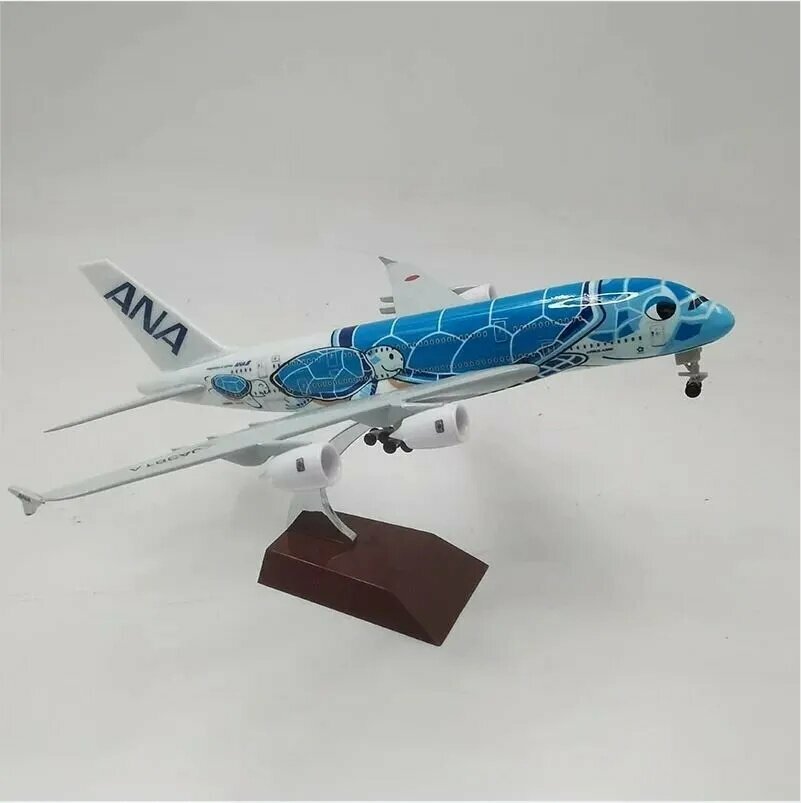 Металлическая модель самолета из сплава, 20 см, для JAL ANA Airbus A380, в виде мультяшной черепахи, литая под давлением, с колесами, для комнаты.