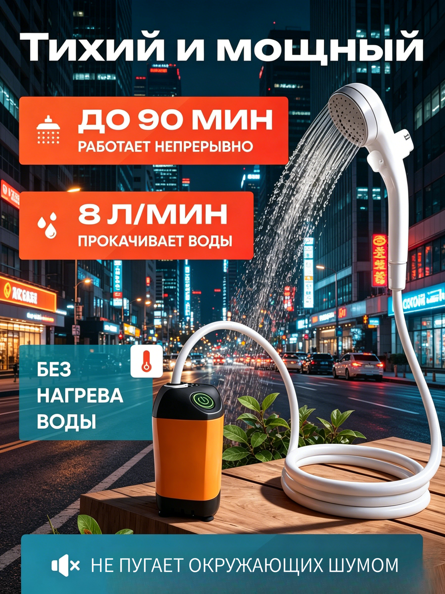 Походный душ для кемпинга и дачи, портативный душ с насосом туристический
