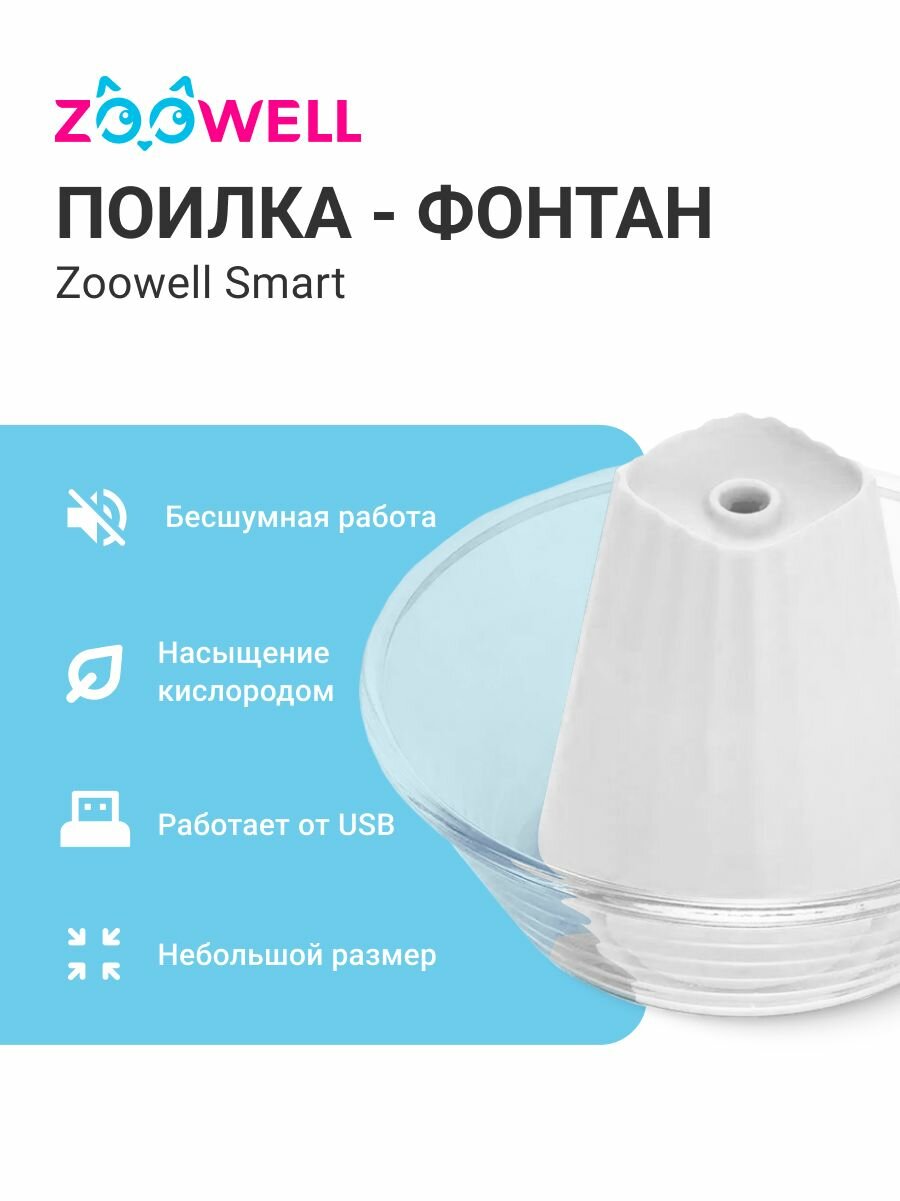Фонтан для кошек и собак ZooWell Smart дача универсальная Eco-friendly /поилка автоматическая
