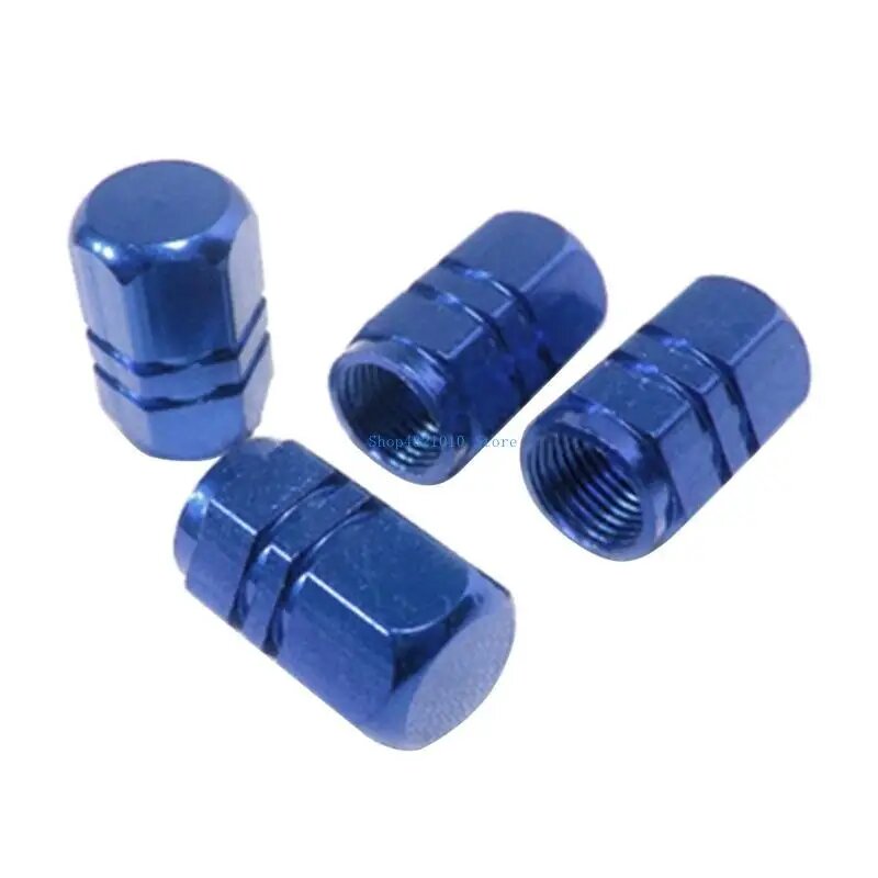 4шт. Крышки для клапанов шин Blue, алюминиевые