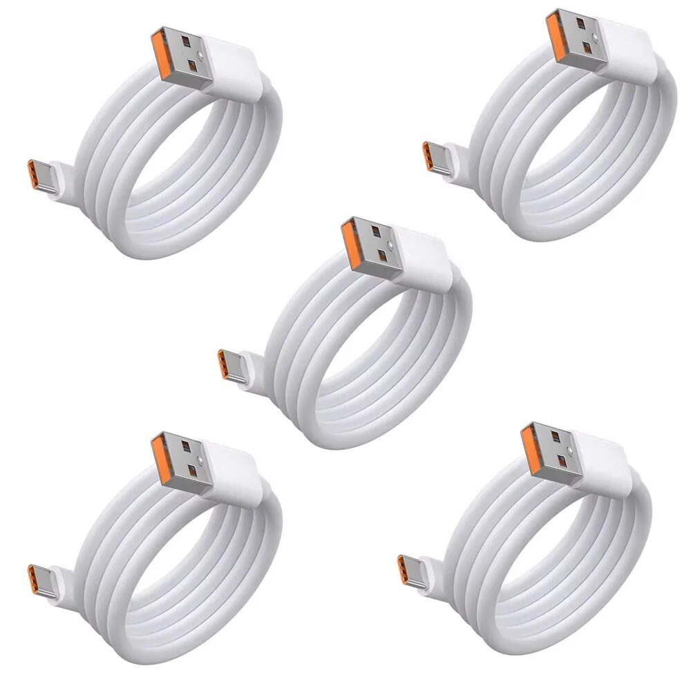 6A 66W USB Type C Сверхбыстрый Зарядный Кабель Для Huawei Mate 60 Xiaomi 12 Pro OPPO R17 1M 5pcs