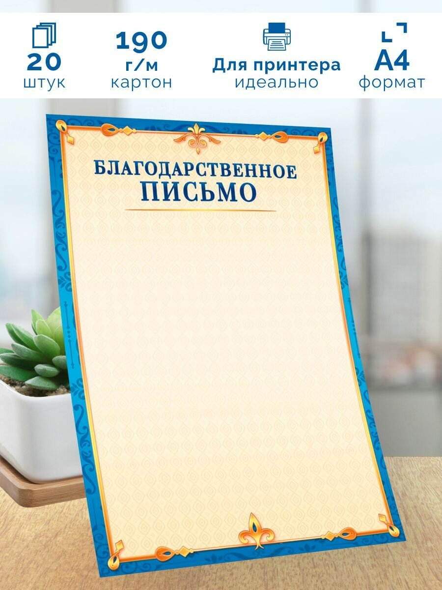 Благодарственное письмо 20 шт А4