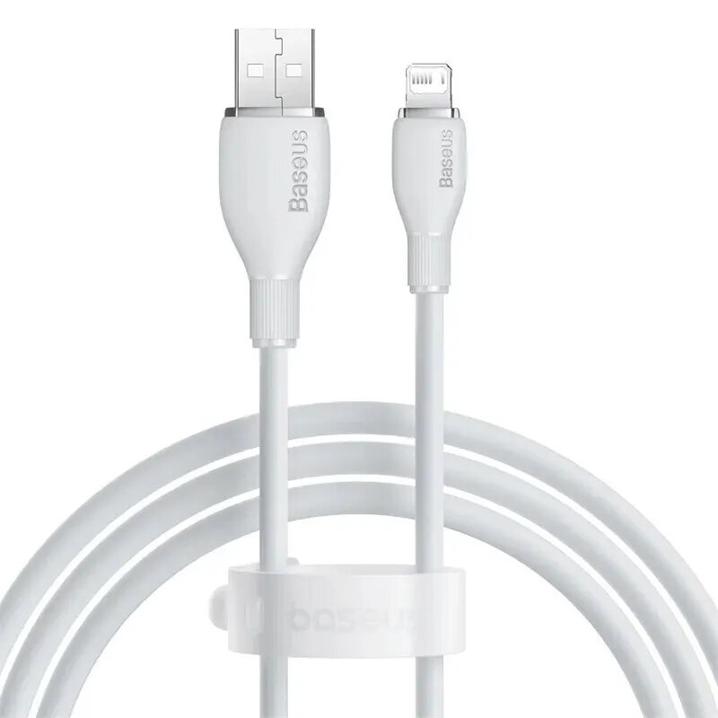USB-кабель Baseus TPE 2.4A для быстрой зарядки iPhone 14 13 Pro Max Xs Xr X 8 Plus, 2m, White