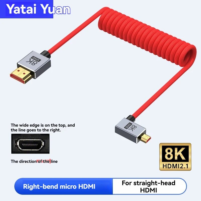 Кабель HDMI угловой для Sony Micro HDMI Astroboy Красный, Right bend