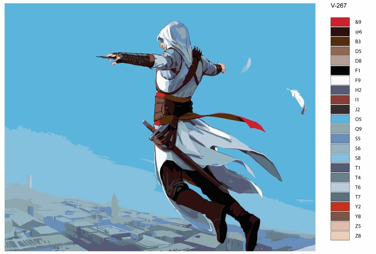 Картина по номерам V-267 "Игра: Assassins creed (Ассасин крид) Прыжок веры", 40x50 см