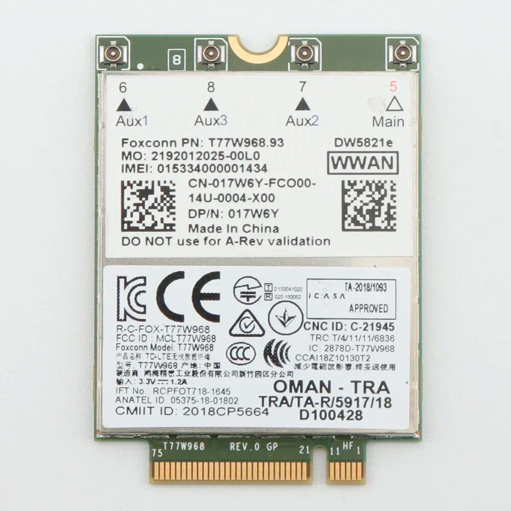 T77W968 DW5821e X20 LTE Cat16 1Gbps FDD-LTE TDD-LTE 4G Module For Dell 5420 5424 7424 7400 Laptop