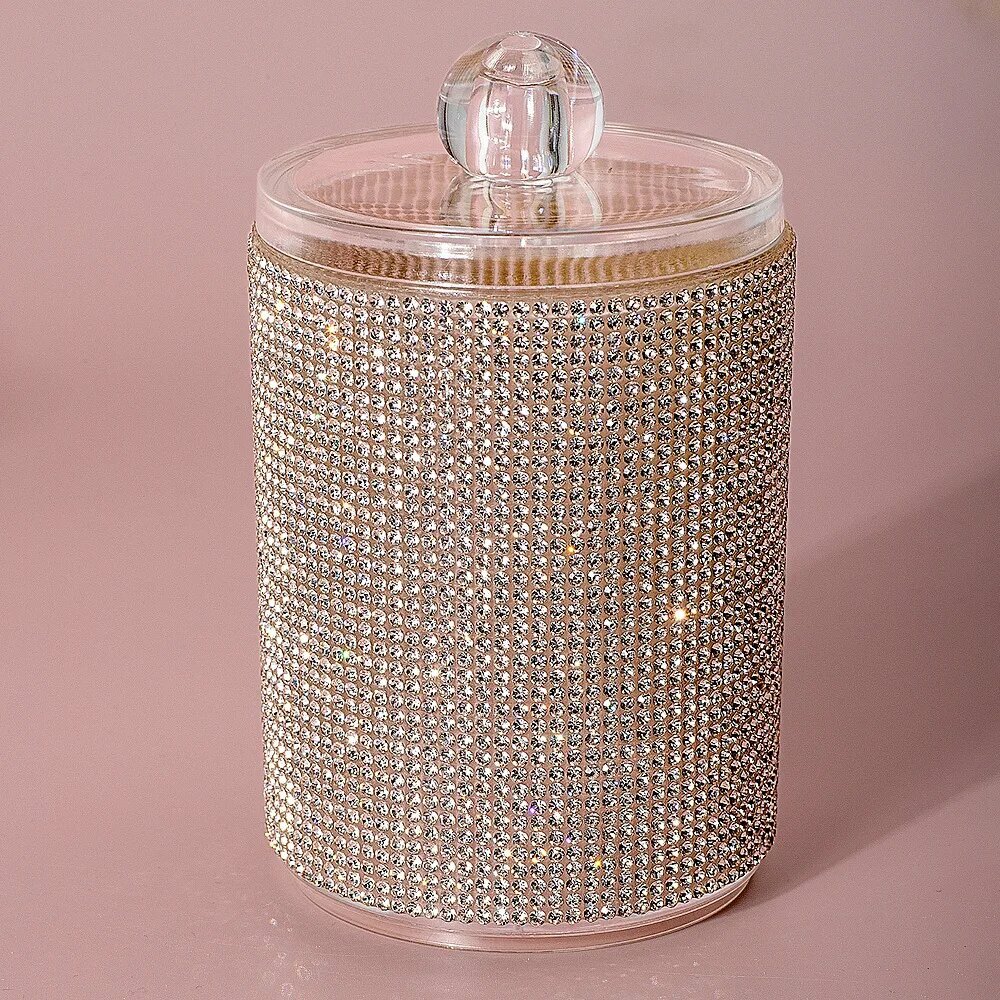 Банка для ватных палочек с бриллиантовой отделкой Silvery