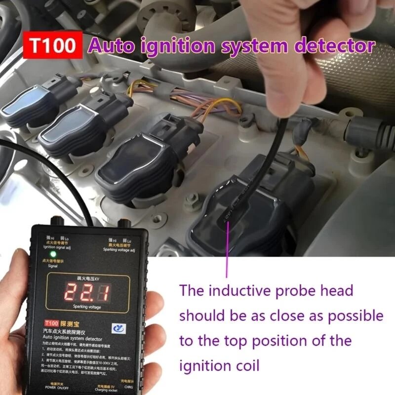 Тестер катушек двигателя T100, комплексное диагностическое устройство автомобильных систем зажигания, проверка напряжения для