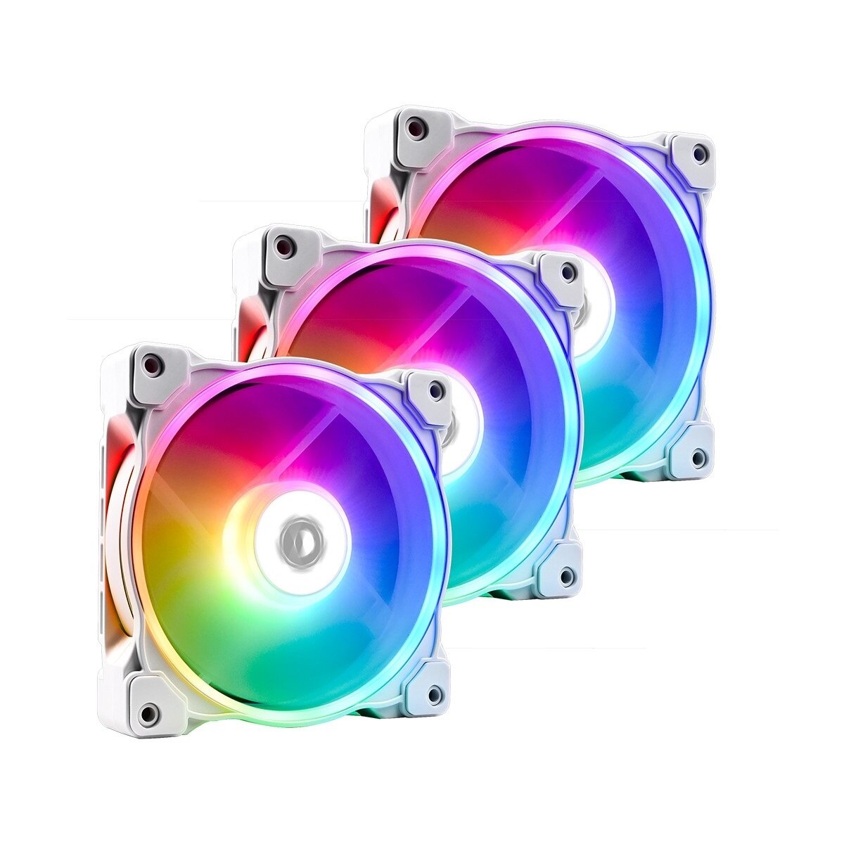 Комплект вентиляторов 120x120x25 ID-Cooling ZF-12025-ARGB TRio Snow 3 in 1 PWM Low Noise резиновые углы Addresable RGB 500-1600об/мин снежно белый
