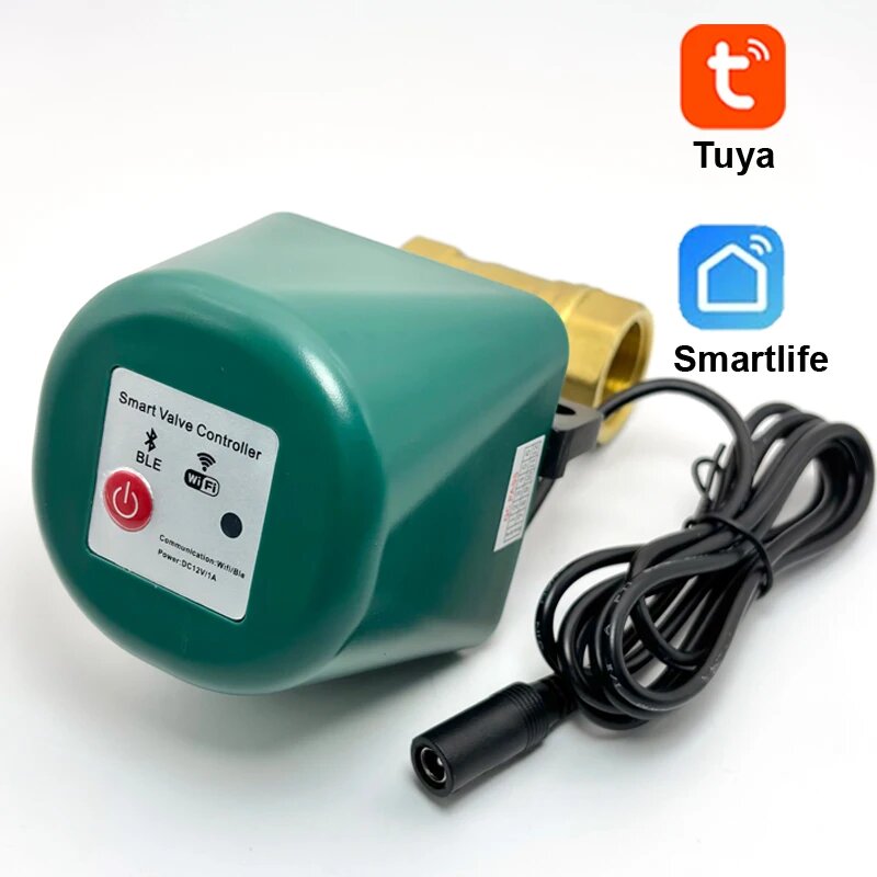 Умный шаровой клапан Zigbee/Wi-Fi для воды 1/2", 3/4", 1" Tuya, Alexa, DN15 EU plug, Wifi version