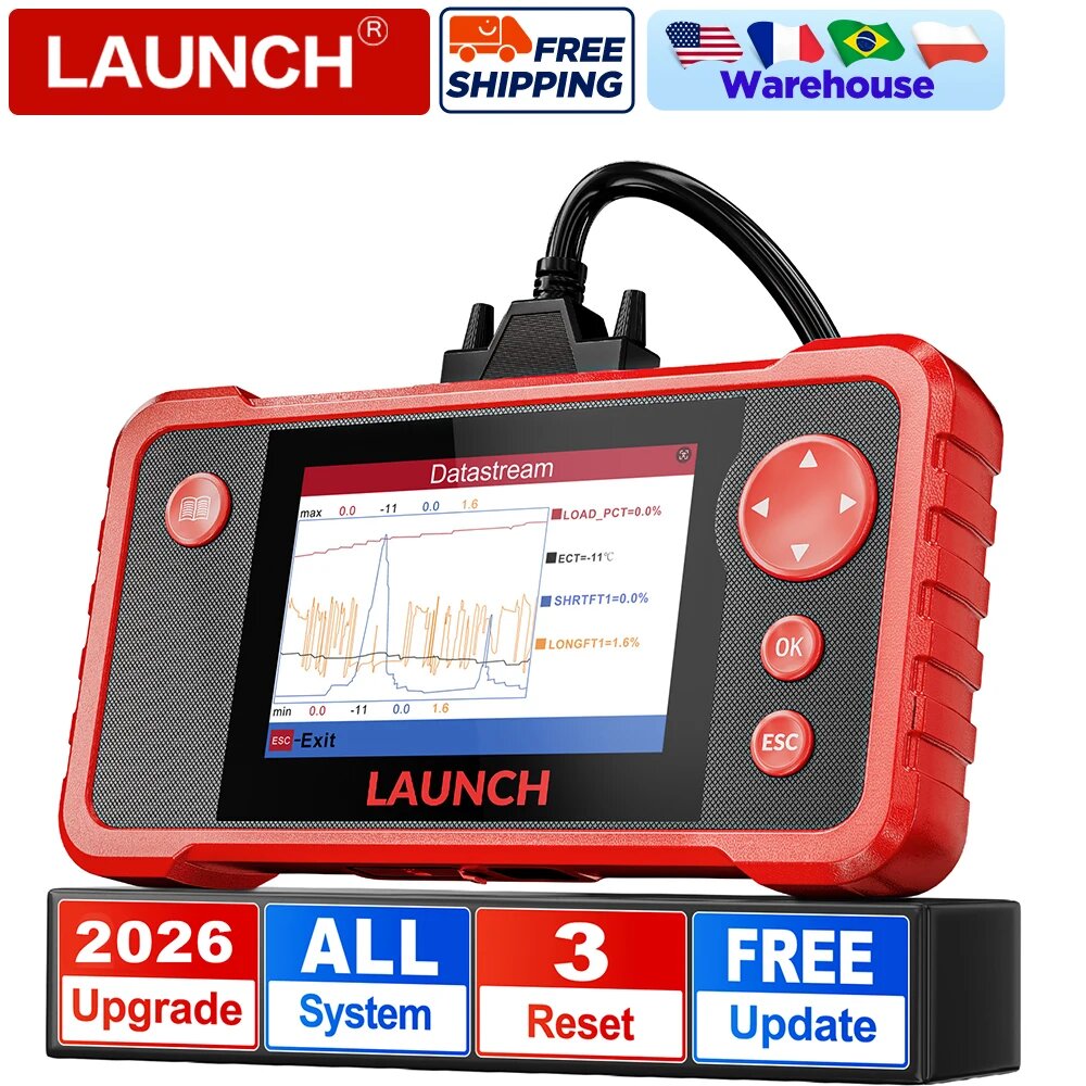 LAUNCH X431 CRP123 V2.0 OBD2 Инструменты ABS SRS Двигатель с подушкой безопасности Автомобильный диагностический сканер Полный OBDII DIY Считыватель кодов Бесплатное обновление