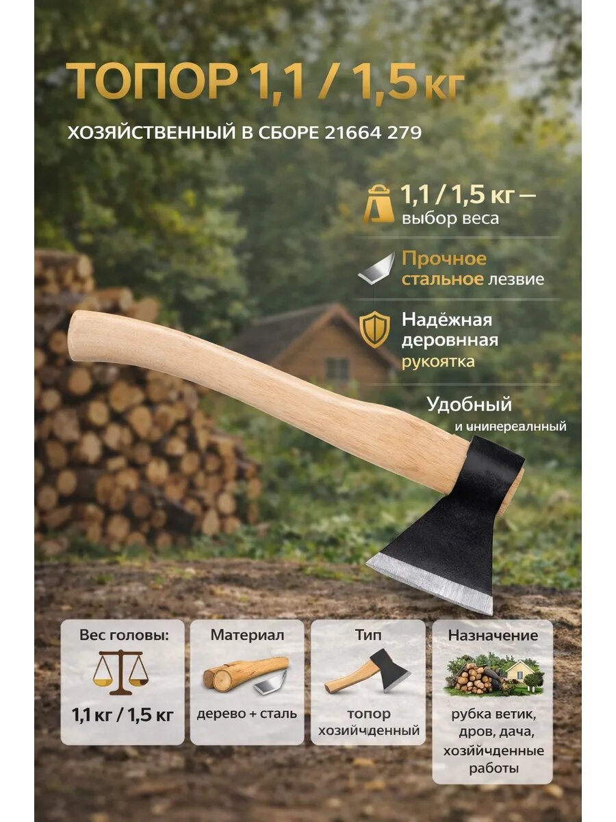 Топорище 500 мм бук для топора прочное деревянное