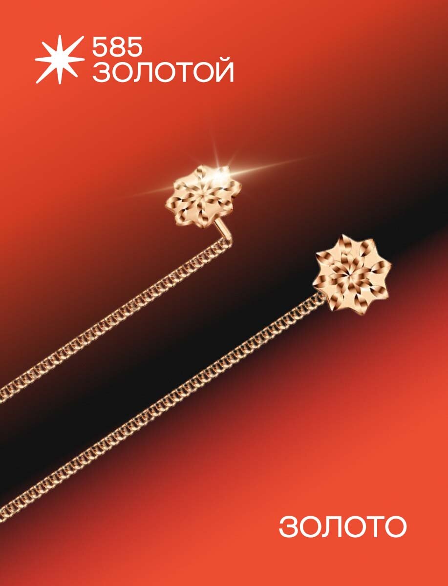 Серьги 585 ЗОЛОТОЙ, красное золото, 585 проба