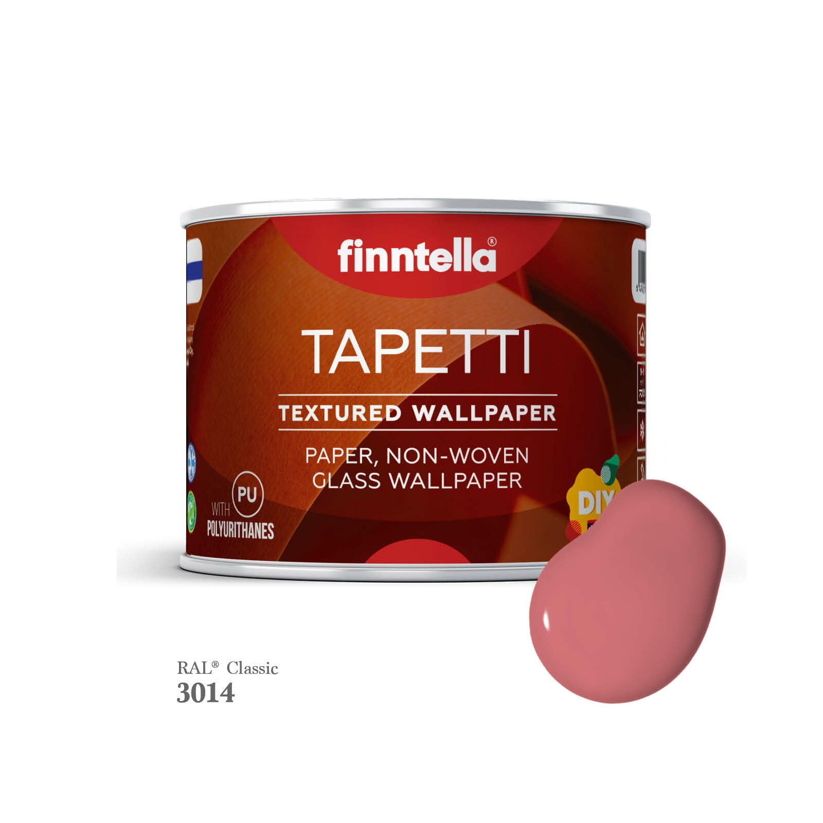 Шелковисто-матовая краска для обоев под окраску TAPETTI SILKKI Matta FINNTELLA, Цвет RAL 3014 Темно-розовый (Antique pink), 0,45л