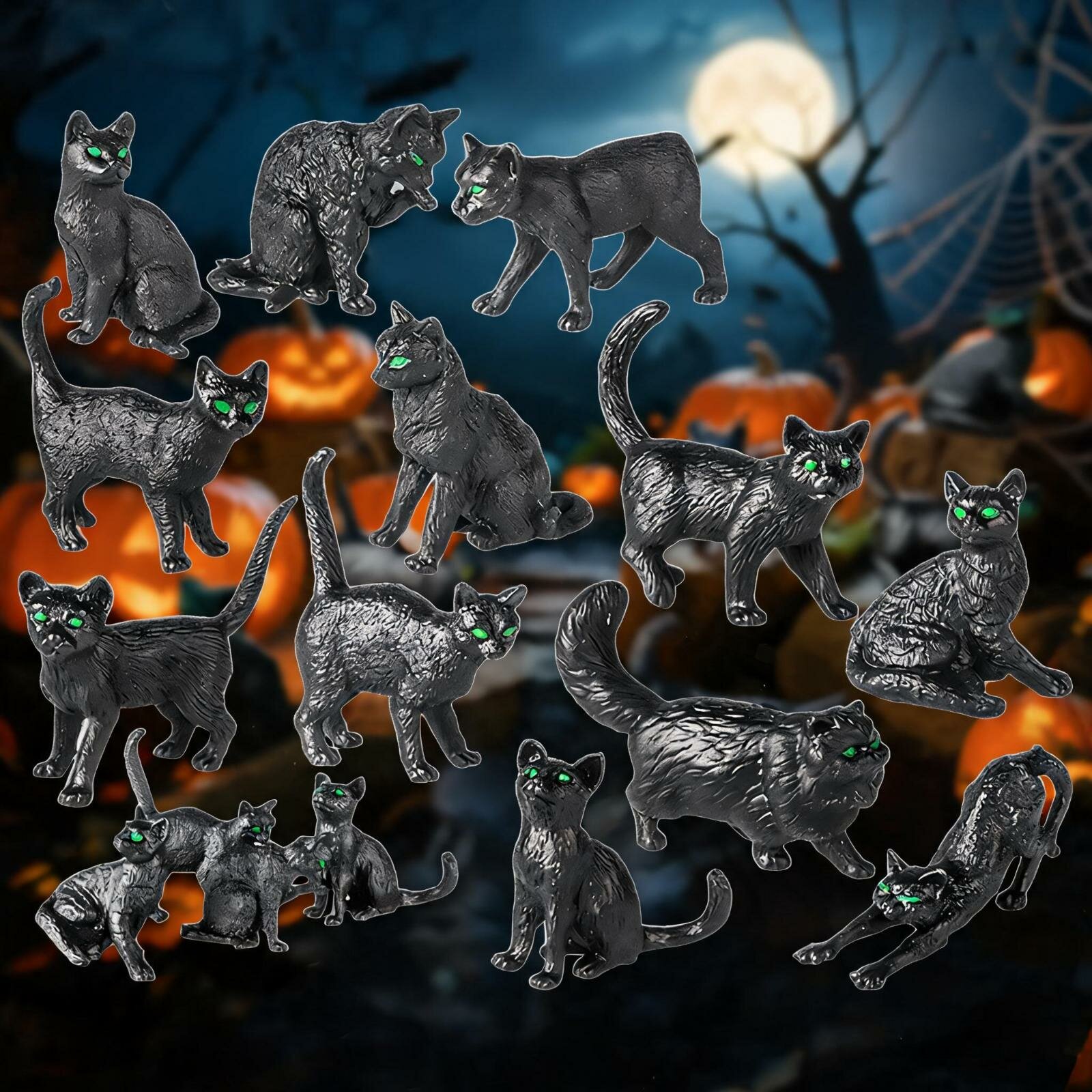 Пластиковые фигурки кошек для декора