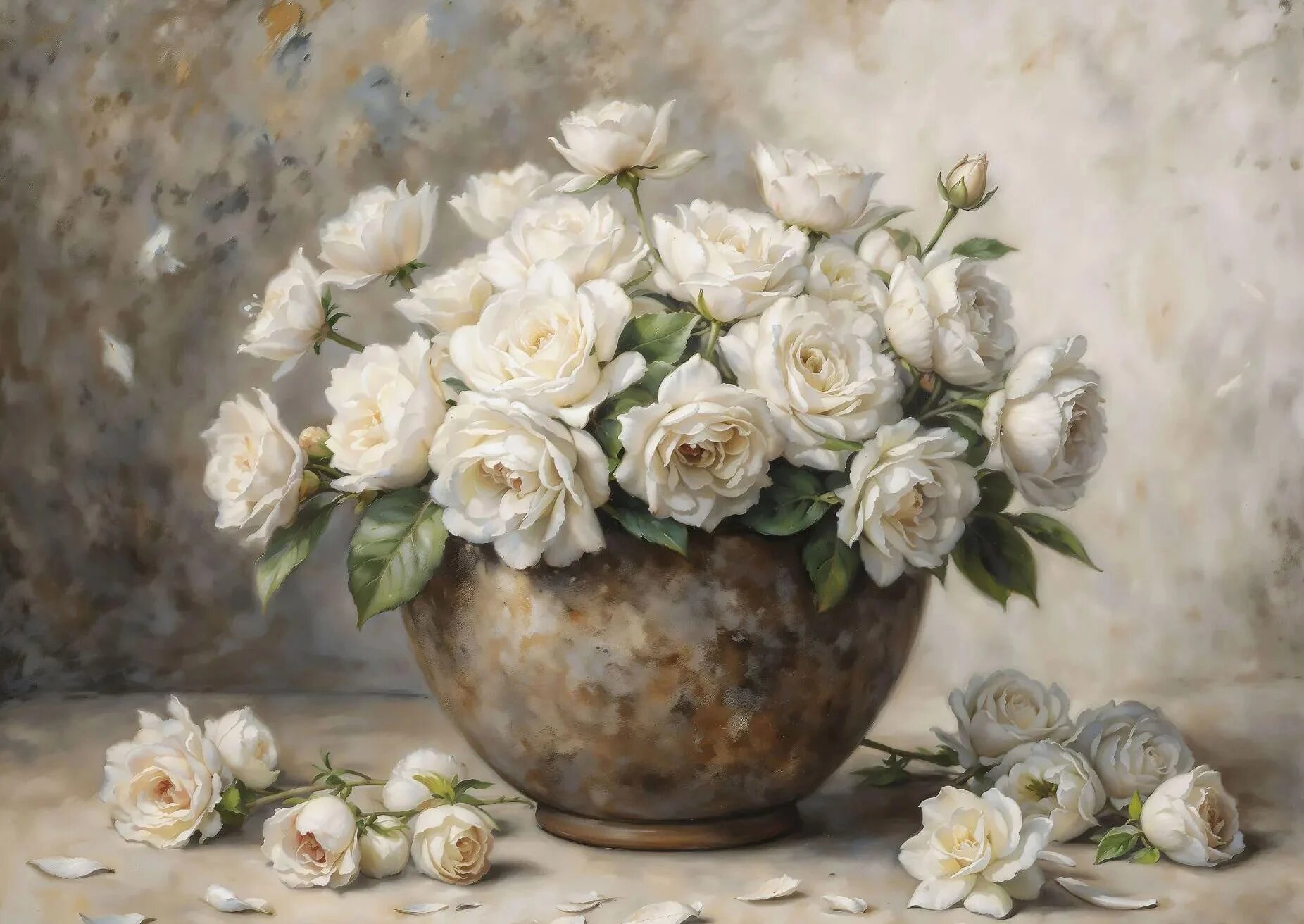 Натюрморт розы, холст 20x30 см, цвет 14