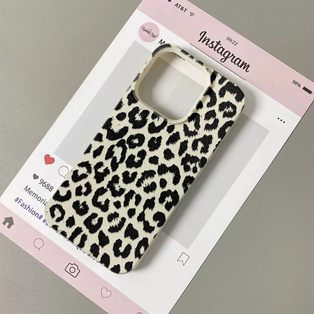 Чехол для iPhone 14 ProMax, слоновая кость, леопард