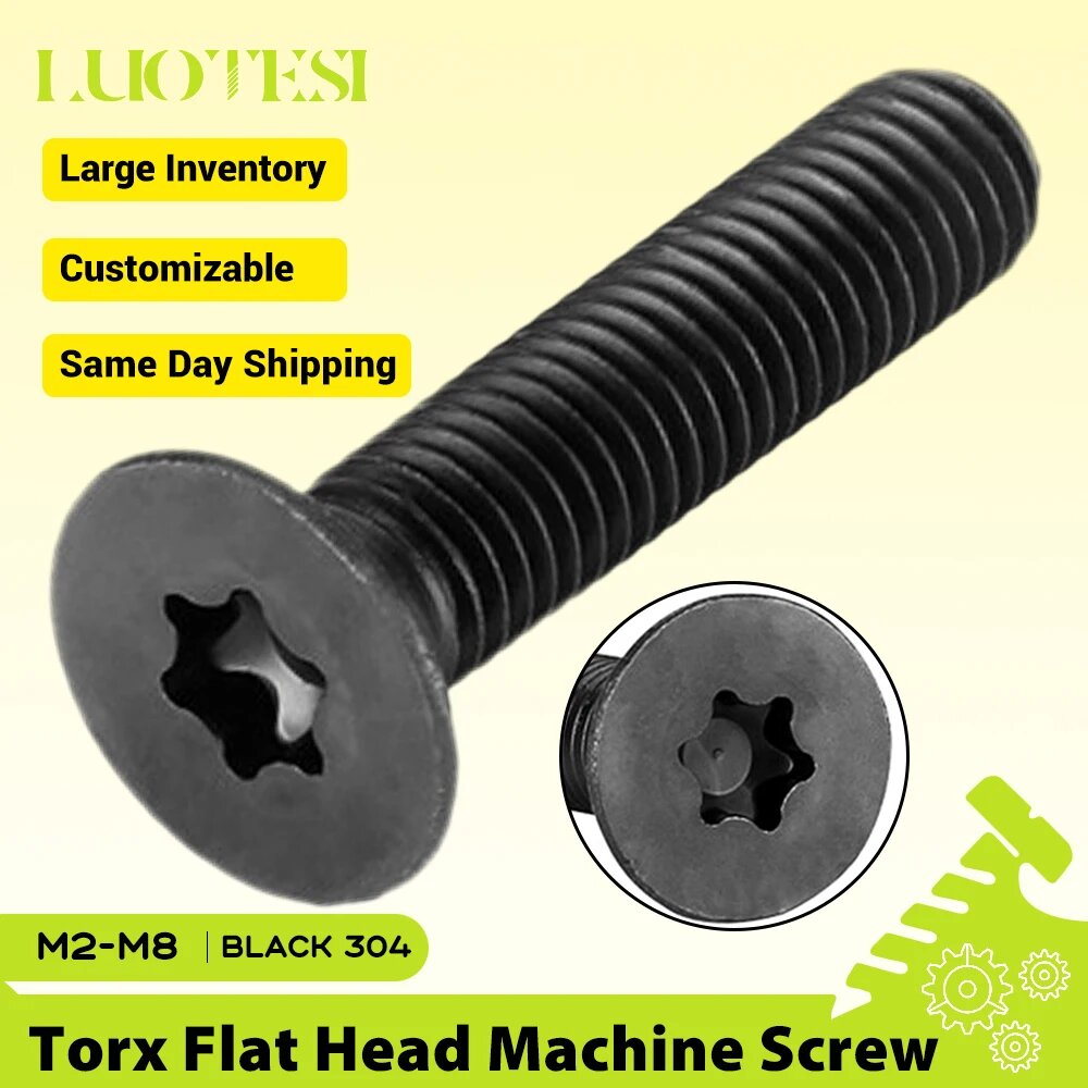 Винты Torx LUOTESI чёрные из нержавеющей стали M1.4-M8 M5 10pcs, 35 мм