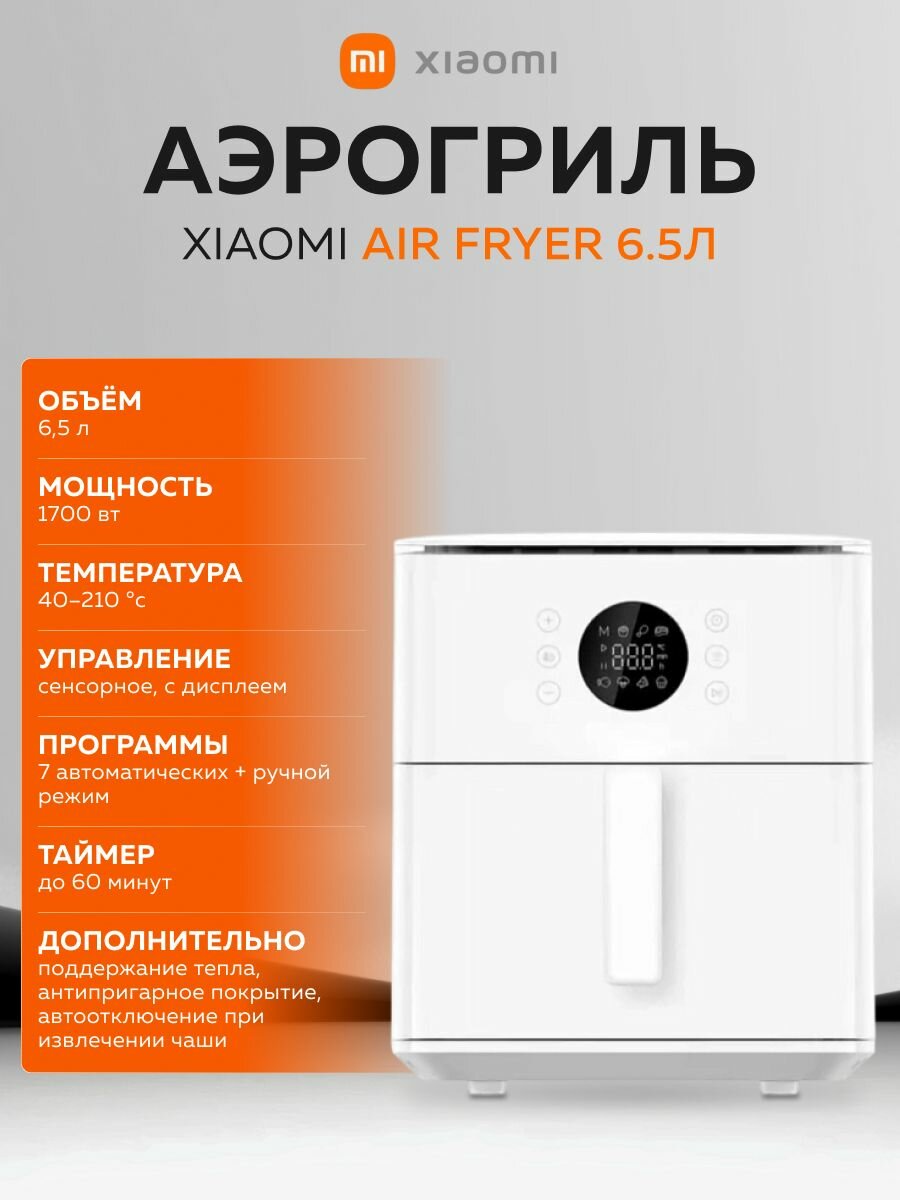 Аэрогриль Xiaomi Air Fryer 6.5л BHR083MEU (White) белый 6.5 литров