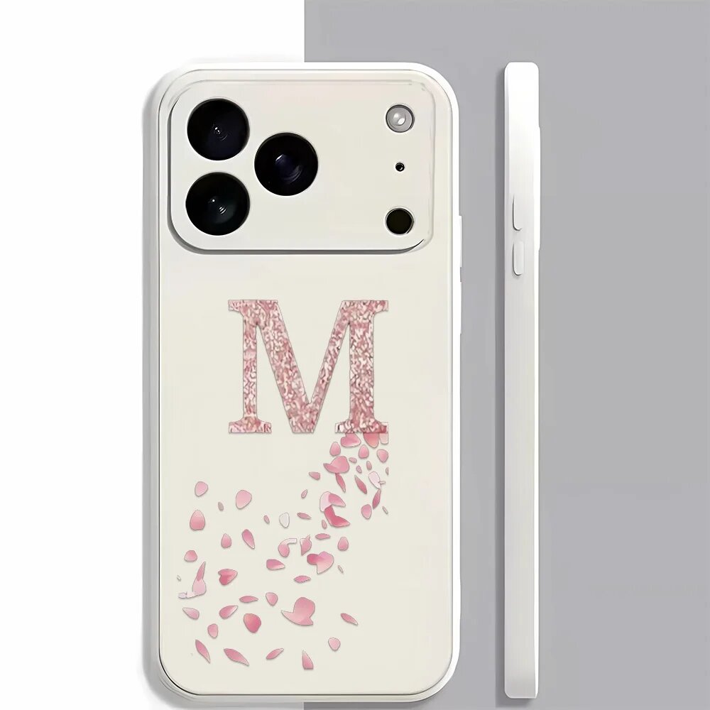Чехол для телефона с буквой M для iPhone 17 Pro Max/17 Pro/17/16/16 айфон 14, White-ZBMF06