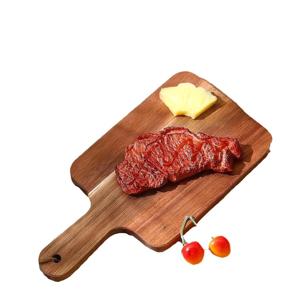 Доска разделочная из акации с ручкой для мяса, сыра, хлеба, овощей и фруктов, 15 x 7 дюймов